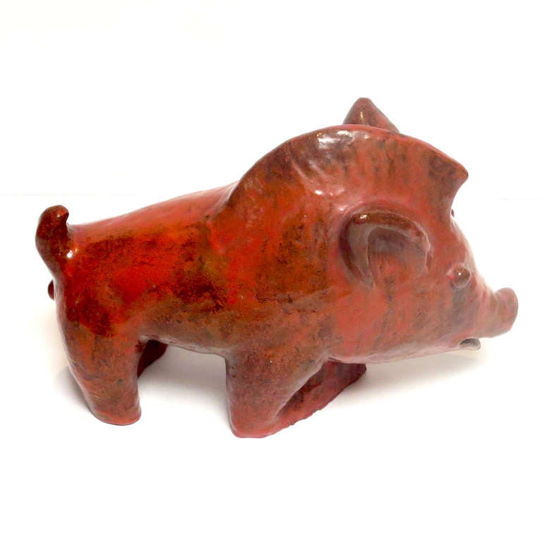 Art Deco Ceramic Boar Sculpture by Gertrud Kudielka at 1stDibs