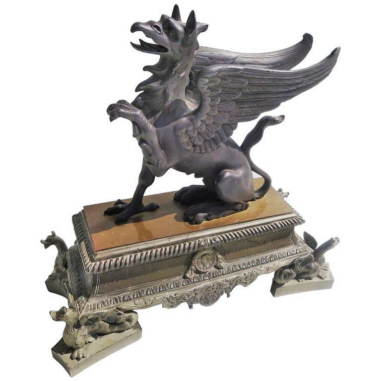 Late 19th Century French Griffin Mantle Sculpture at 1stDibs