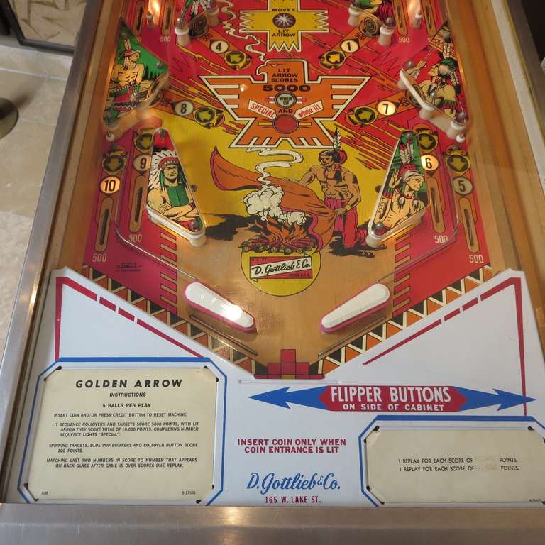 Golden Arrow Pinball Game by Gottlieb at 1stDibs