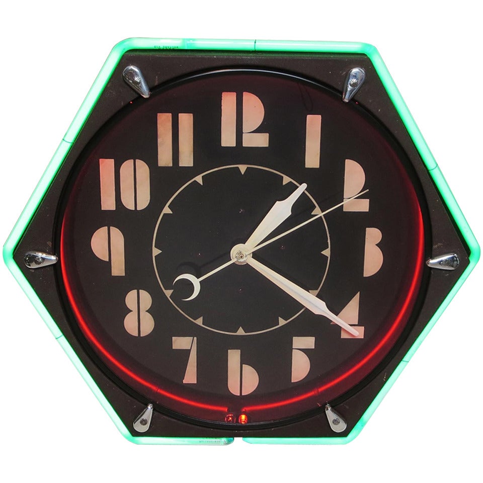 Art Deco Hexagon Clock - 5 For Sale on 1stDibs