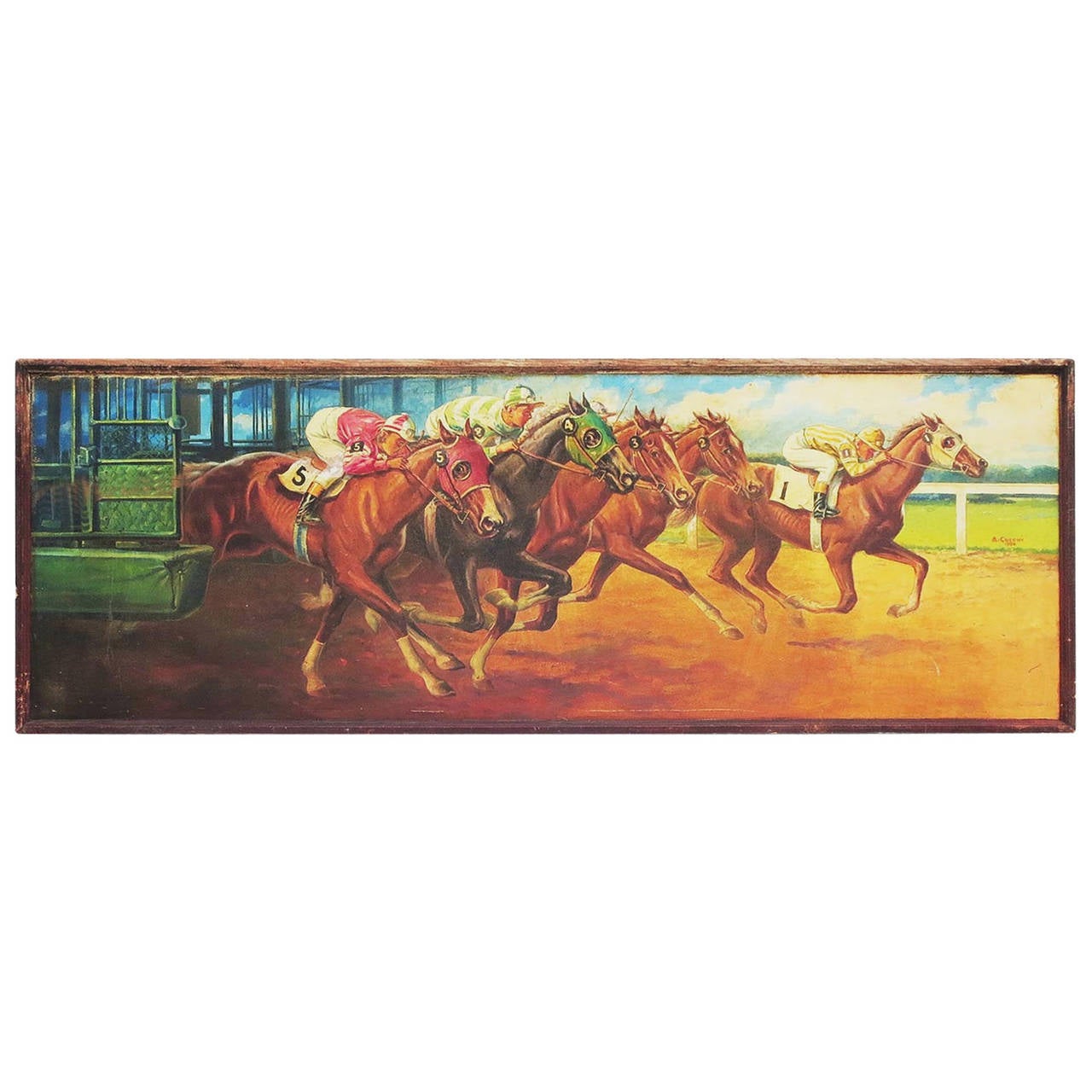 "Starting Gate" Oil Painting by Anthony J. Cucchi, 1950 at 1stDibs
