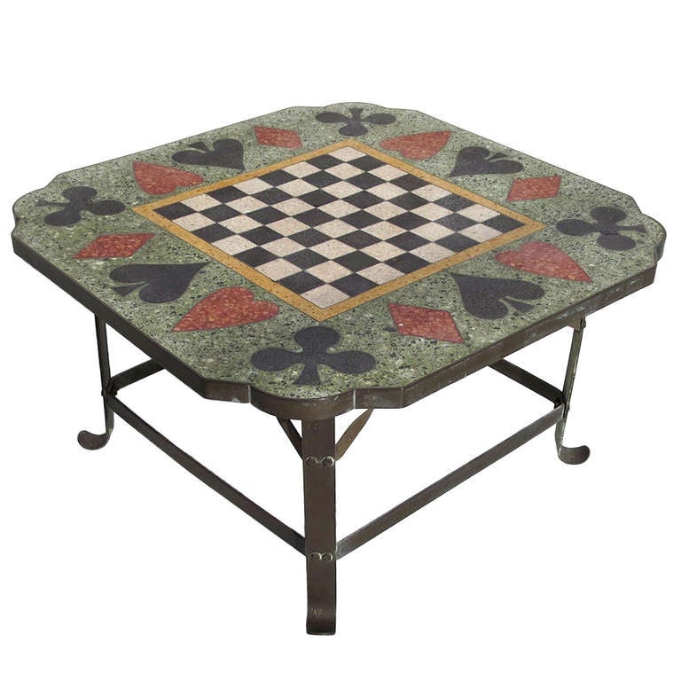 Terrazzo and Bronze Chess and Low Game Table at 1stDibs