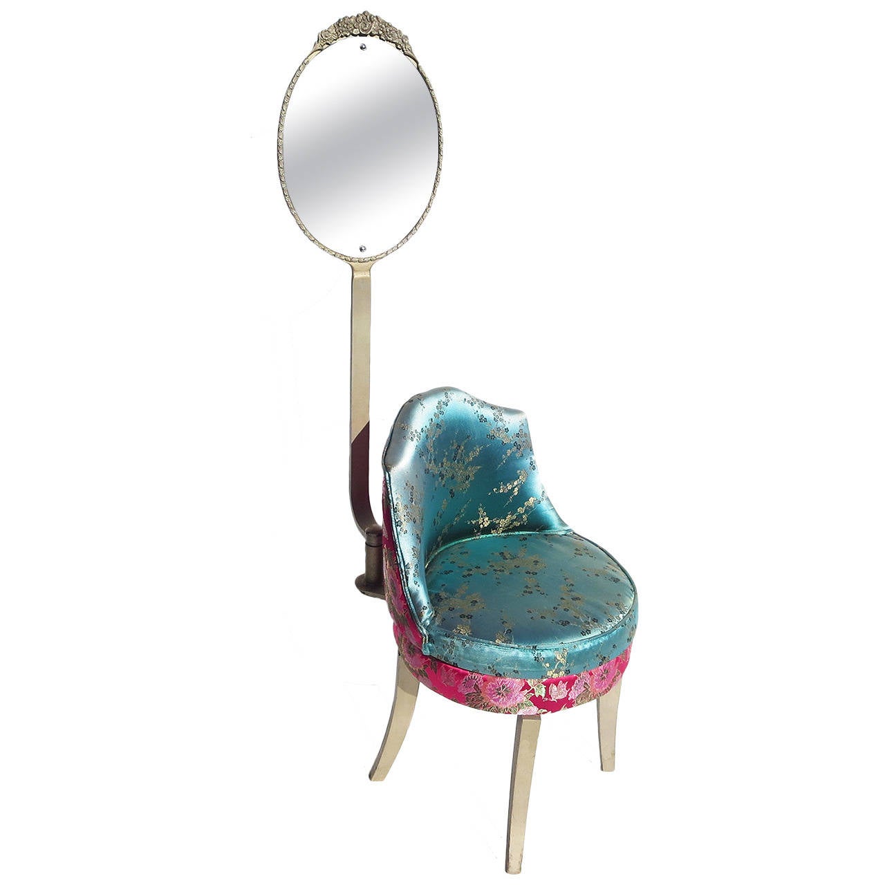 Charming Vanity Seat with Mechanical Rotating Mirror at 1stDibs