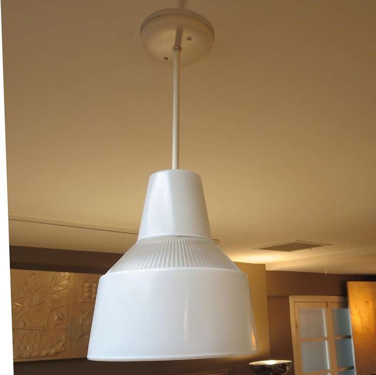 Italian Ribbed Glass Hanging Pendant Lamp - Five Available For Sale at ...