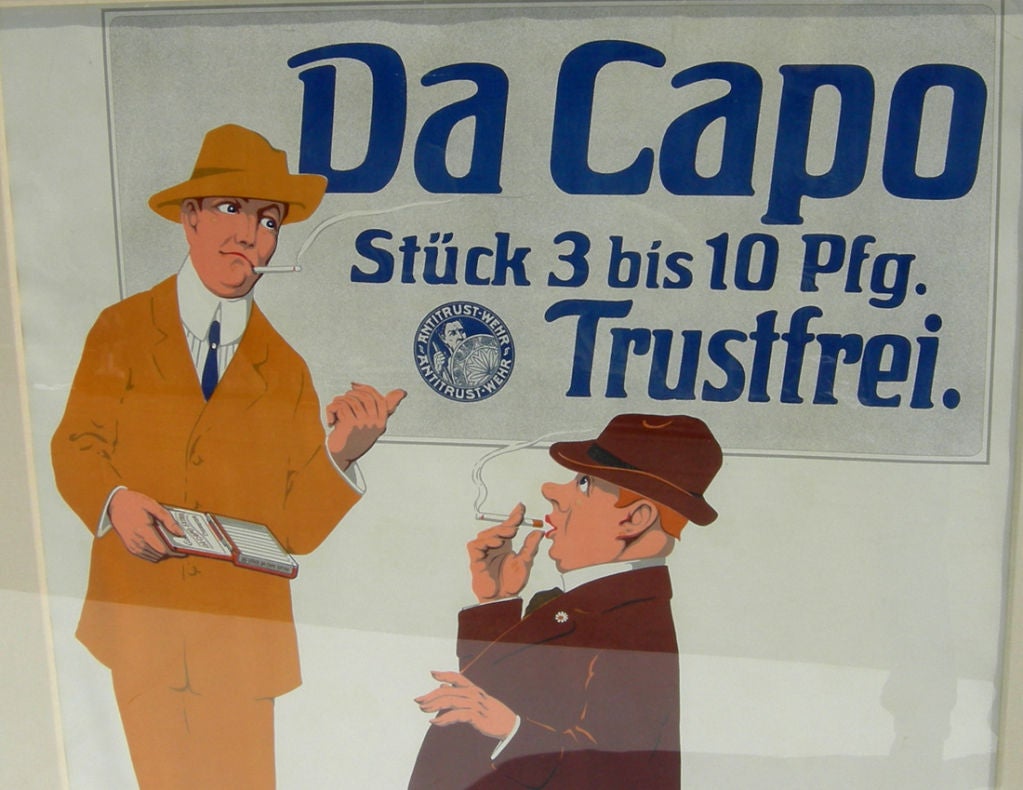 Art Deco German Cigarette Advertising Poster at 1stDibs