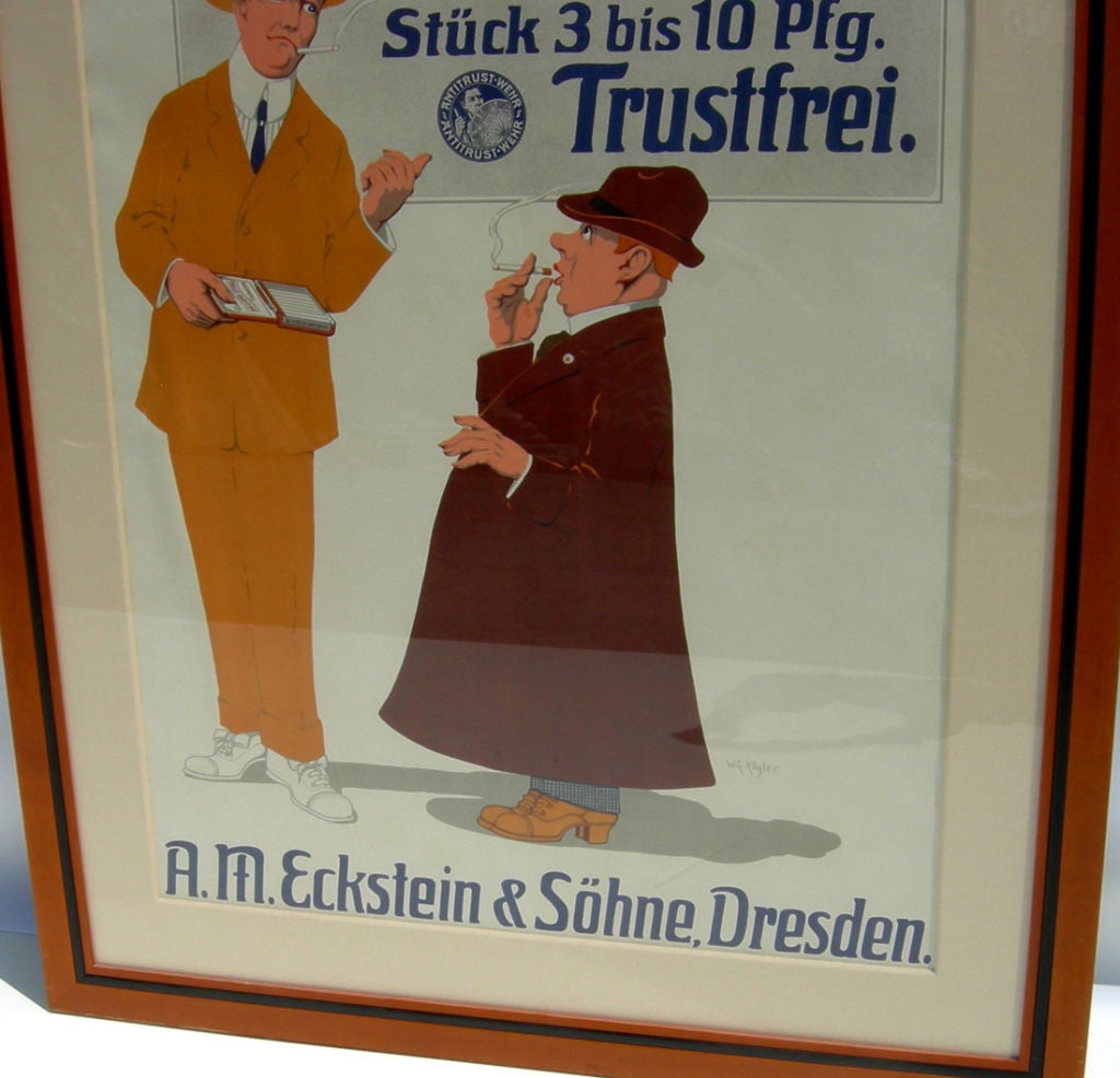 Art Deco German Cigarette Advertising Poster at 1stDibs