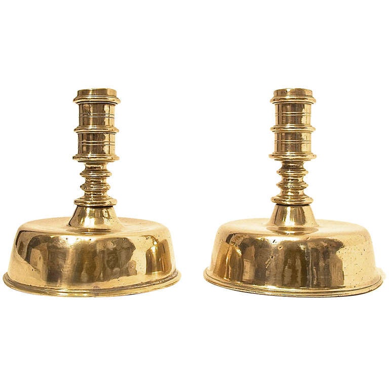 Pair of 17thC Brass Candle Sticks at 1stDibs
