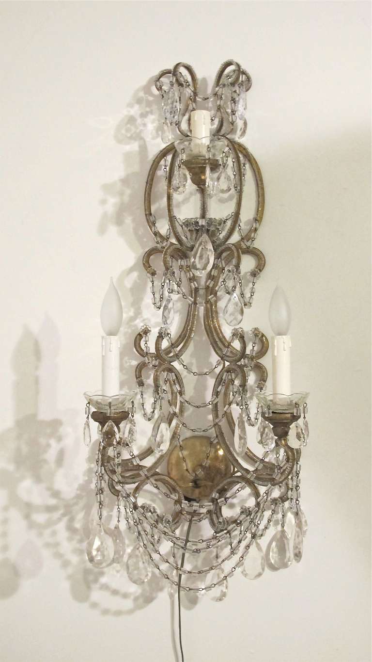 Pair of Italian Beaded Sconces at 1stDibs