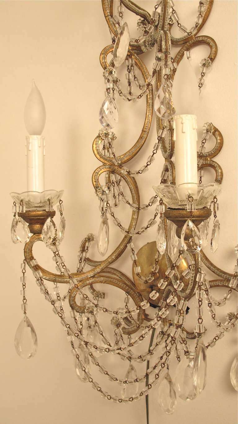 Pair of Italian Beaded Sconces at 1stDibs