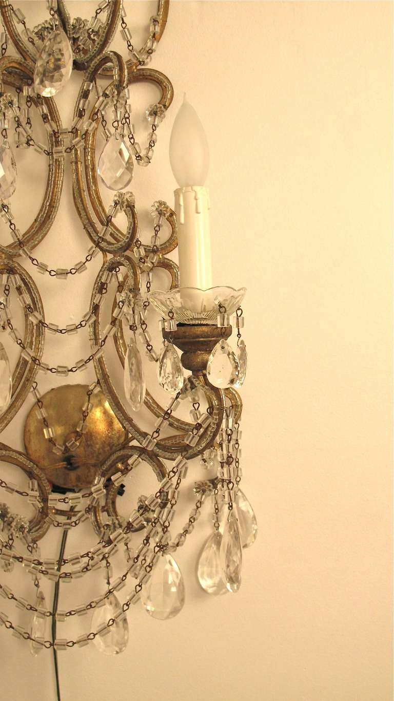 Pair of Italian Beaded Sconces at 1stDibs