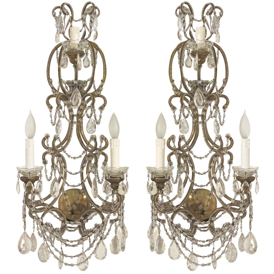 Pair of Italian Beaded Sconces at 1stDibs
