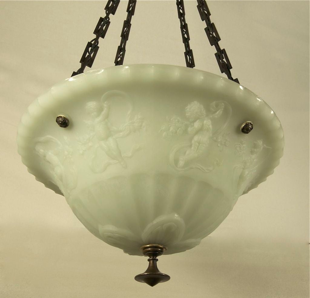 Beaux Arts Style Cast Glass Light Fixture/Chandelier at 1stDibs | cast ...