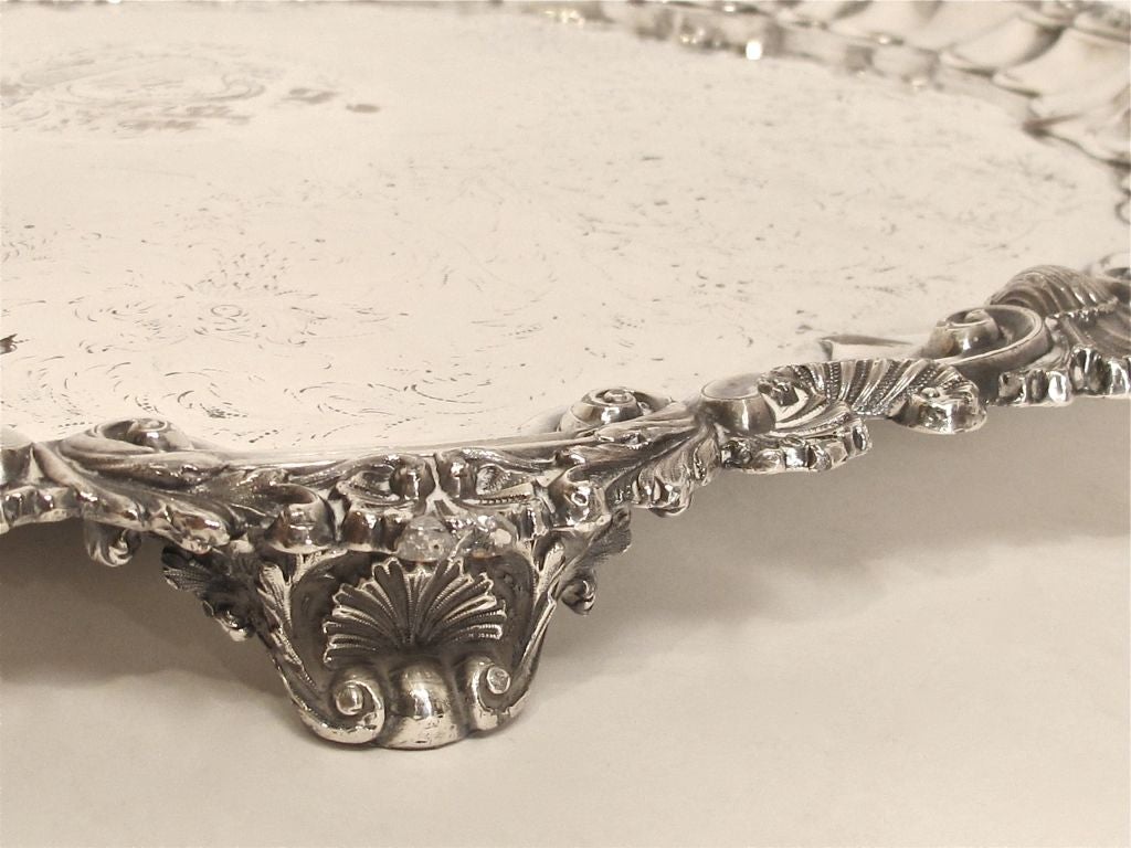 Unusually Large 19thC Sheffield Silverplate Tray at 1stDibs