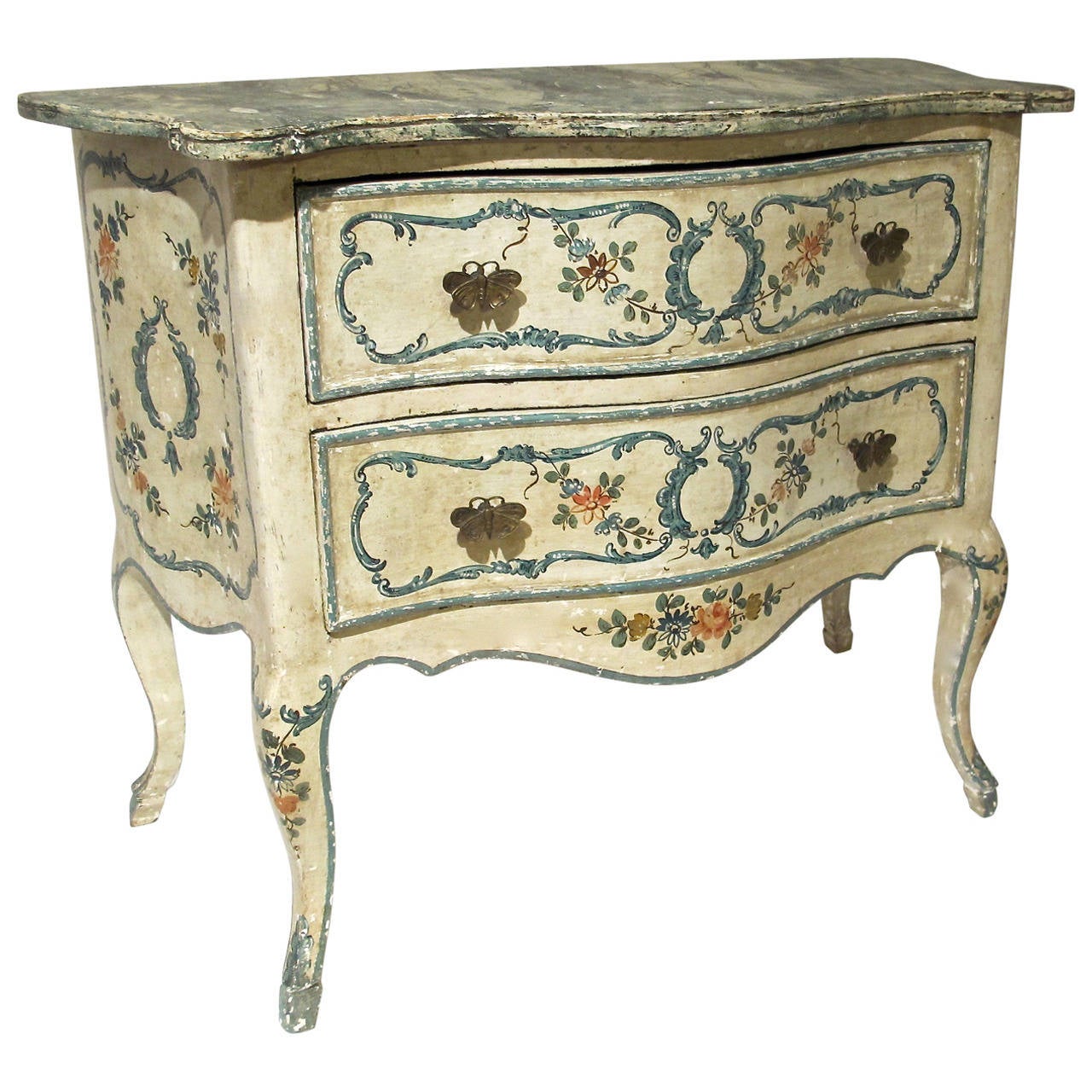 Rococo Two-Drawer Painted Commode, Italian at 1stDibs