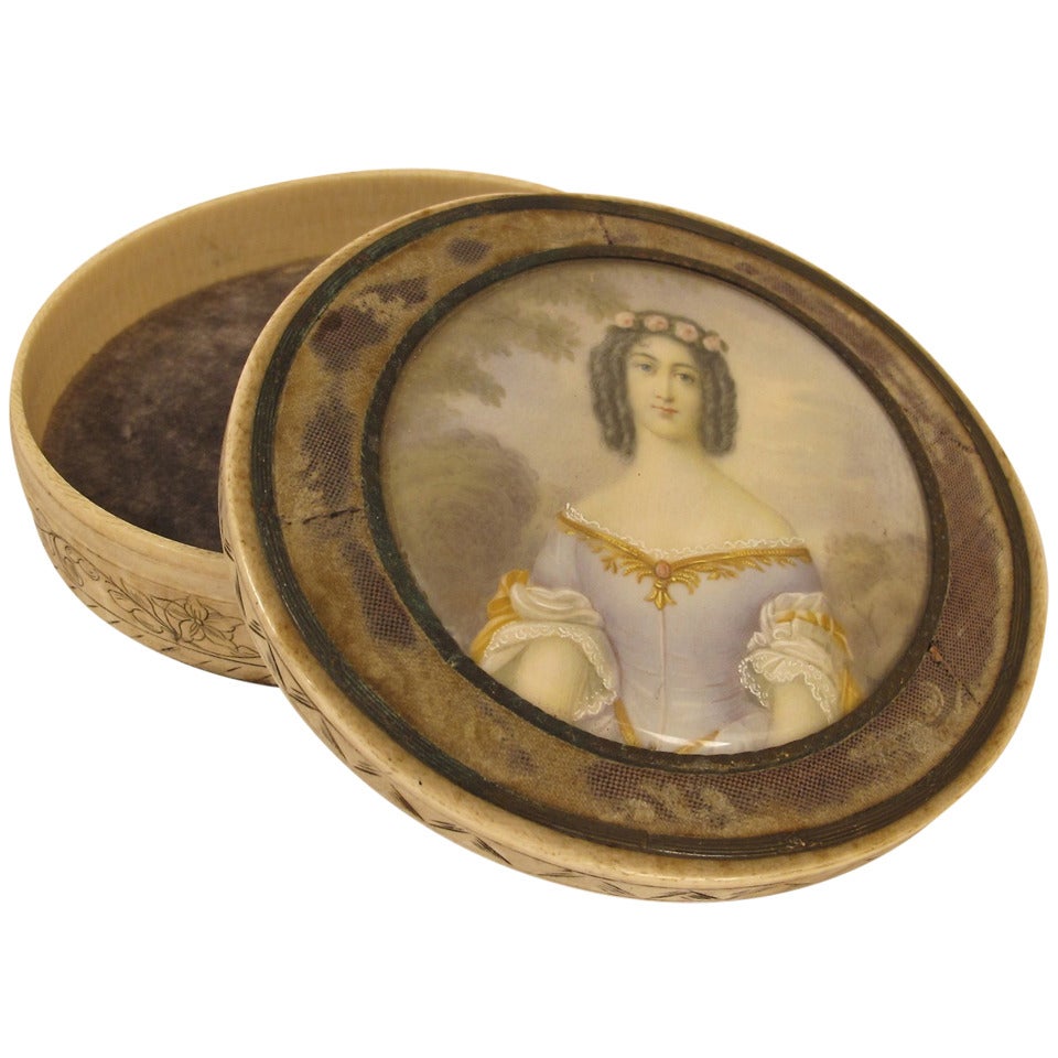 19thC Ivory Portrait Box at 1stDibs