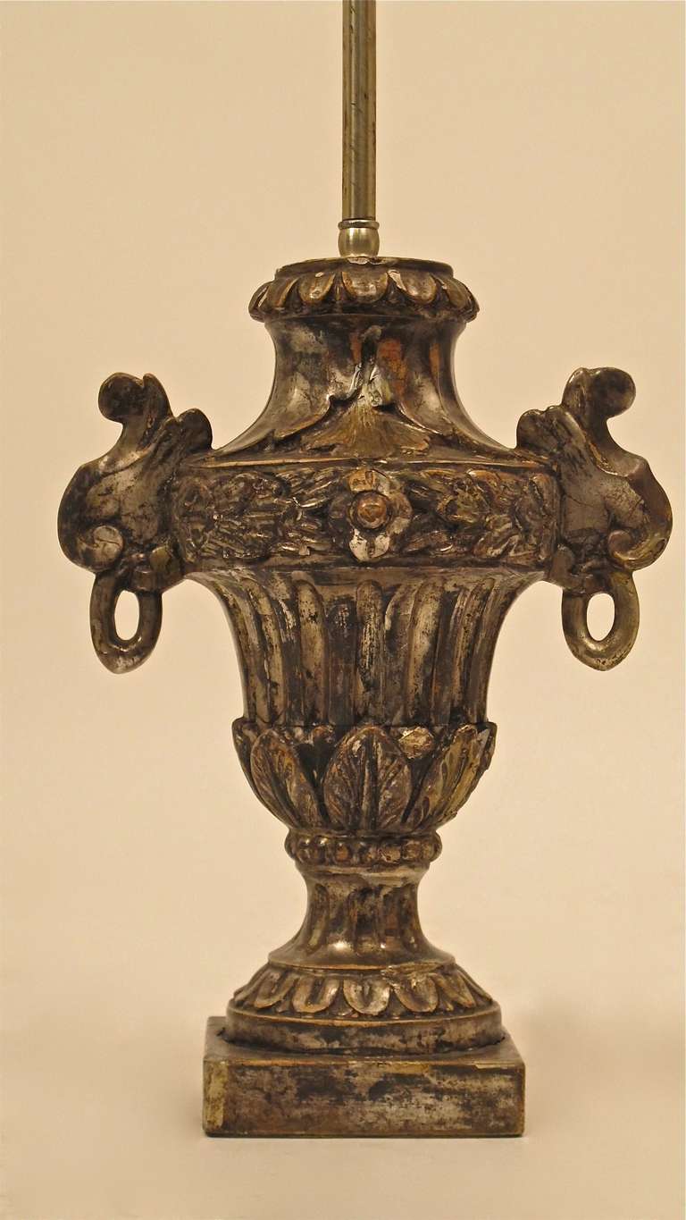 Italian Silver Giltwood Lamp For Sale at 1stDibs