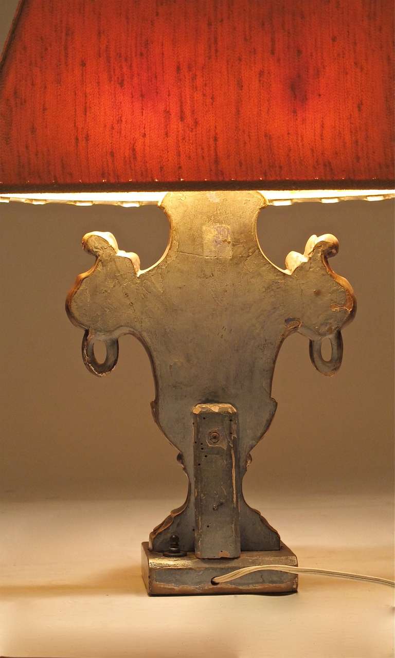Italian Silver Giltwood Lamp For Sale at 1stDibs