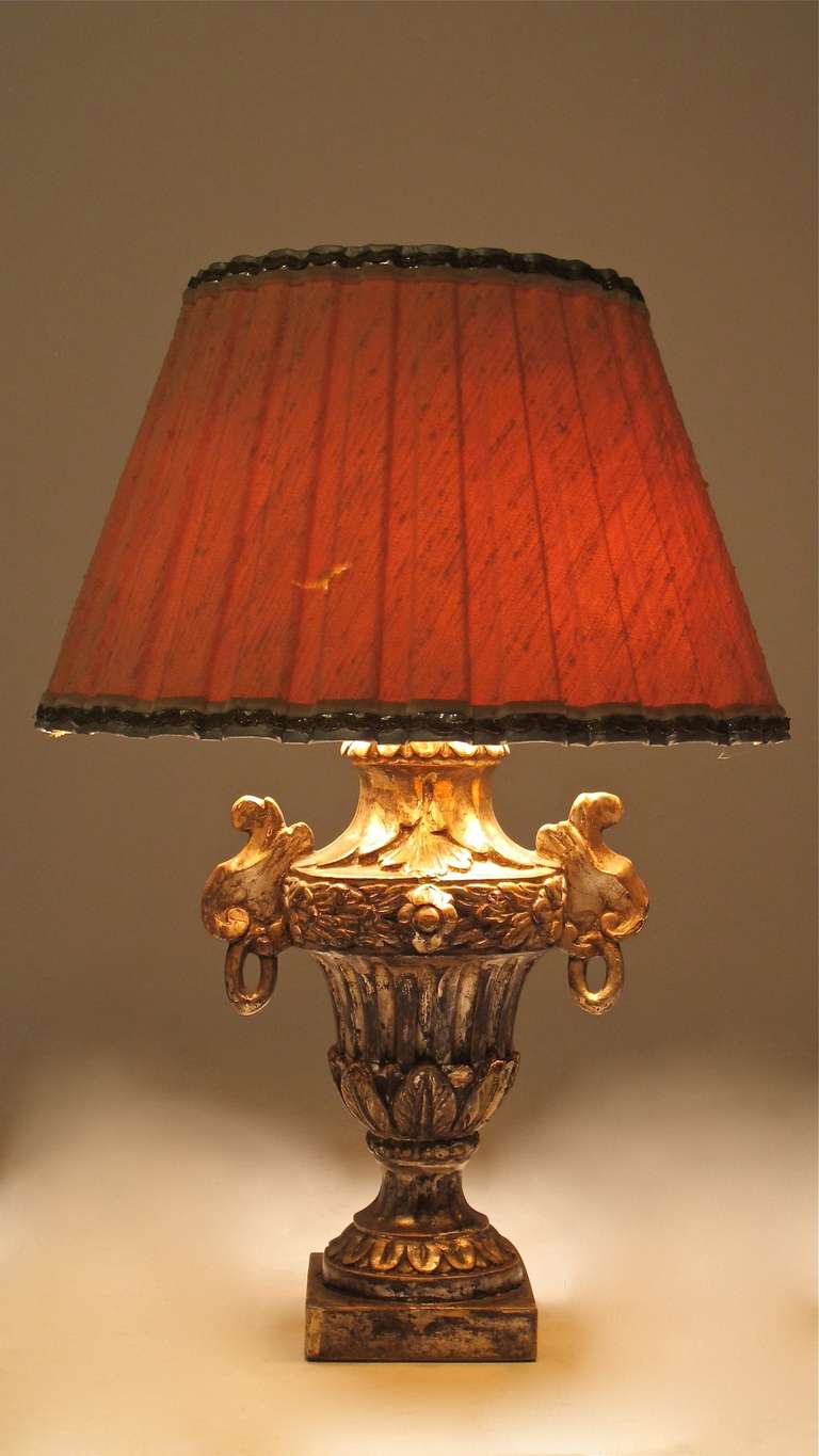 Italian Silver Giltwood Lamp For Sale at 1stDibs