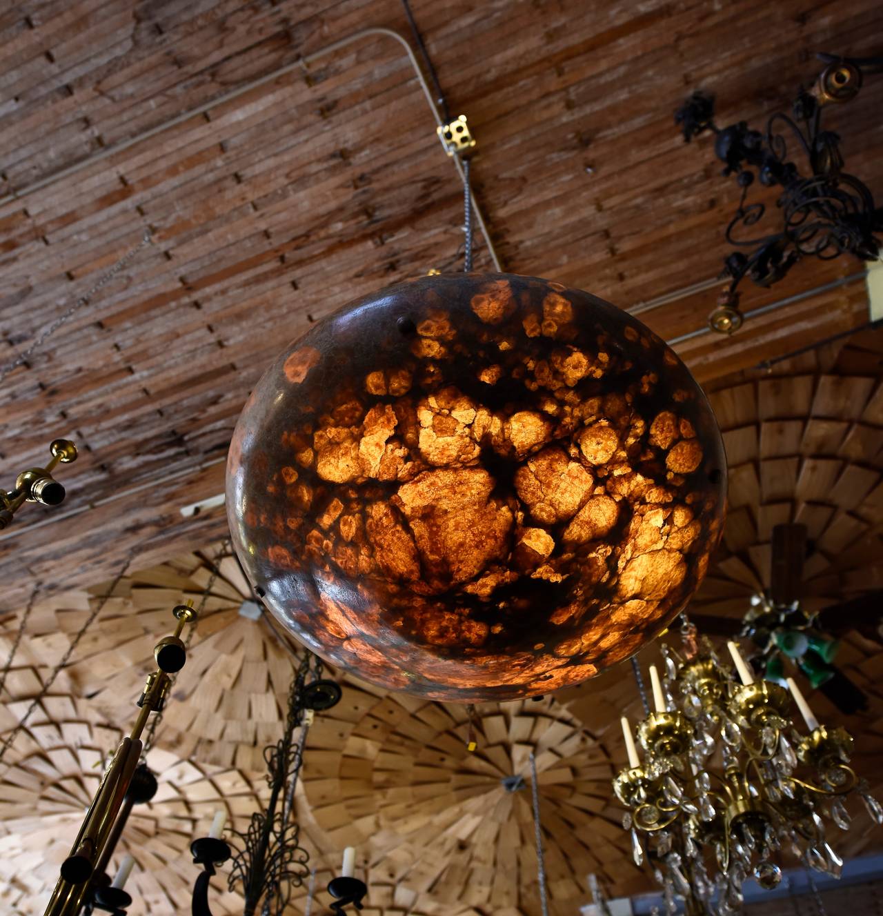 Large Alabaster Ceiling Light at 1stDibs