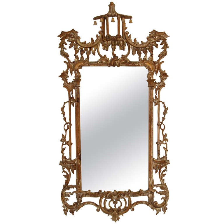 Pickeled Chinoiserie Style Mirror at 1stDibs