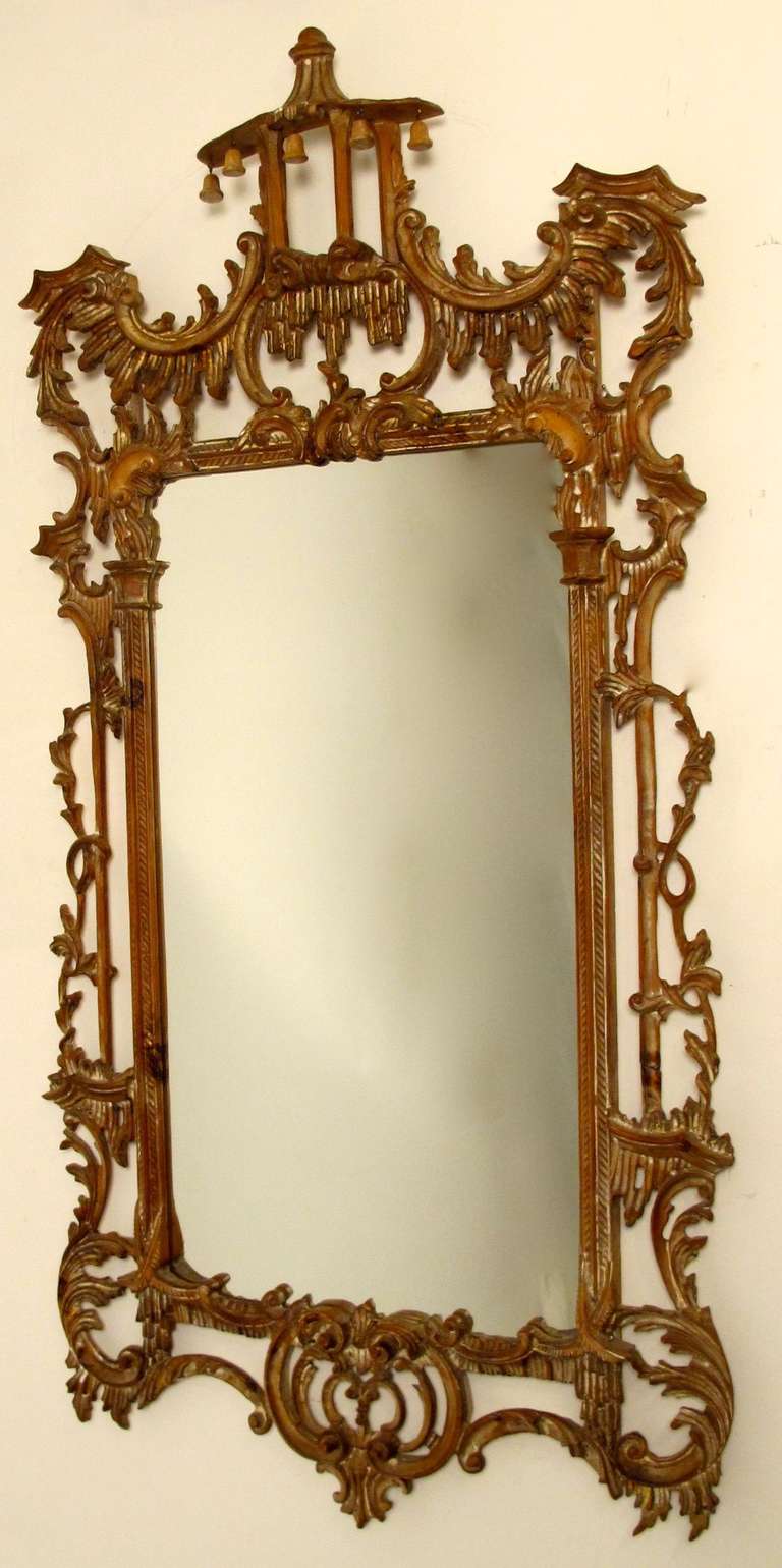 Pickeled Chinoiserie Style Mirror at 1stDibs