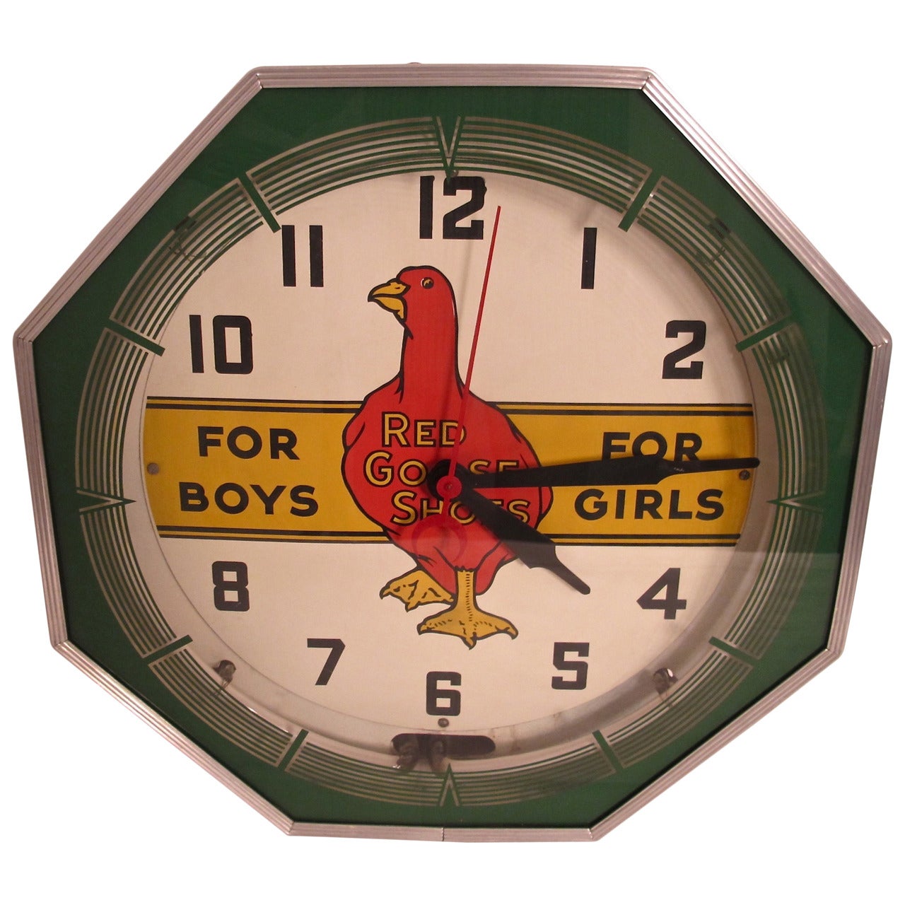 Vintage "Red Goose Shoes" Neon Clock at 1stDibs | red goose shoes for ...