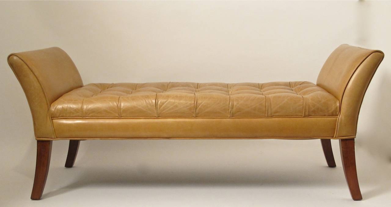 Classical Style Leather Bench at 1stDibs