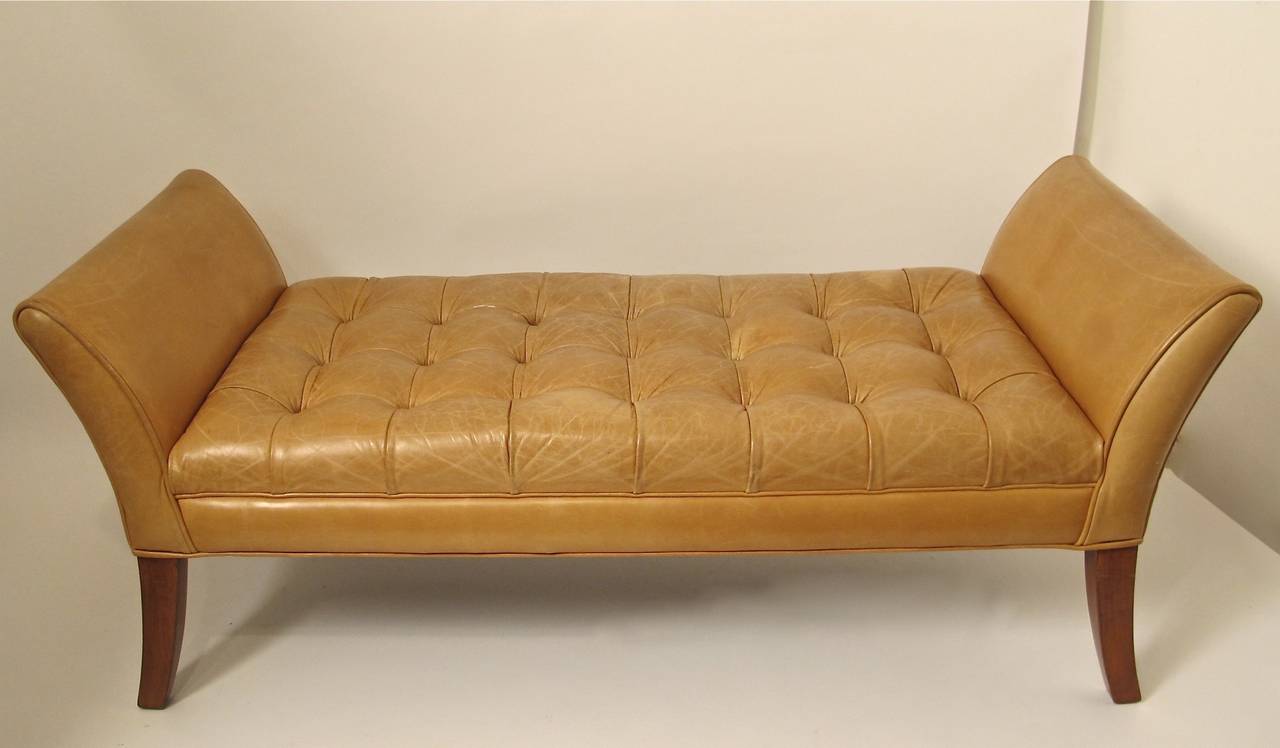 Classical Style Leather Bench at 1stDibs