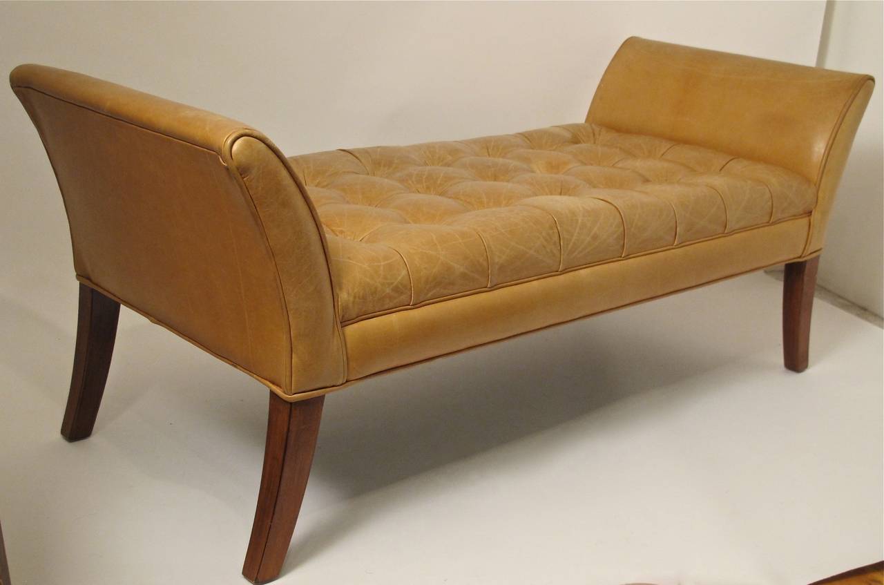 Classical Style Leather Bench at 1stDibs