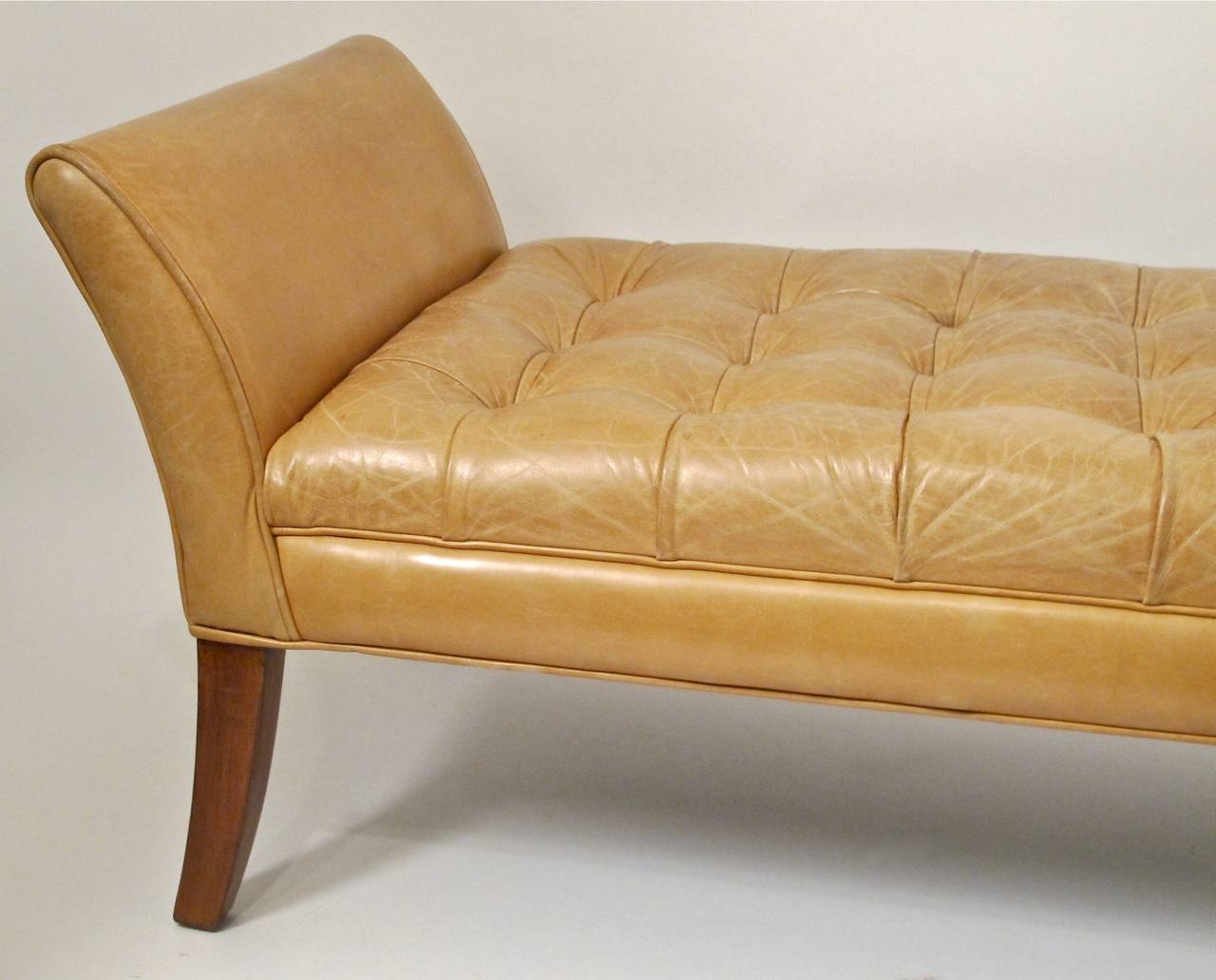 Classical Style Leather Bench at 1stDibs