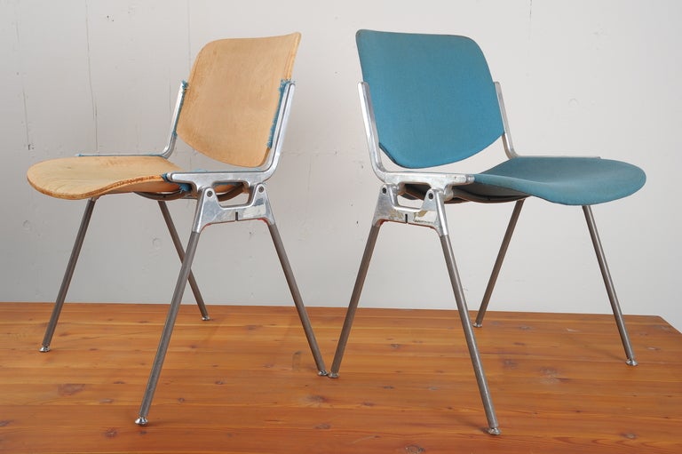 Italian Industrial Table by Gimo Fero with 12 Giancarlo Piretti Chairs ...