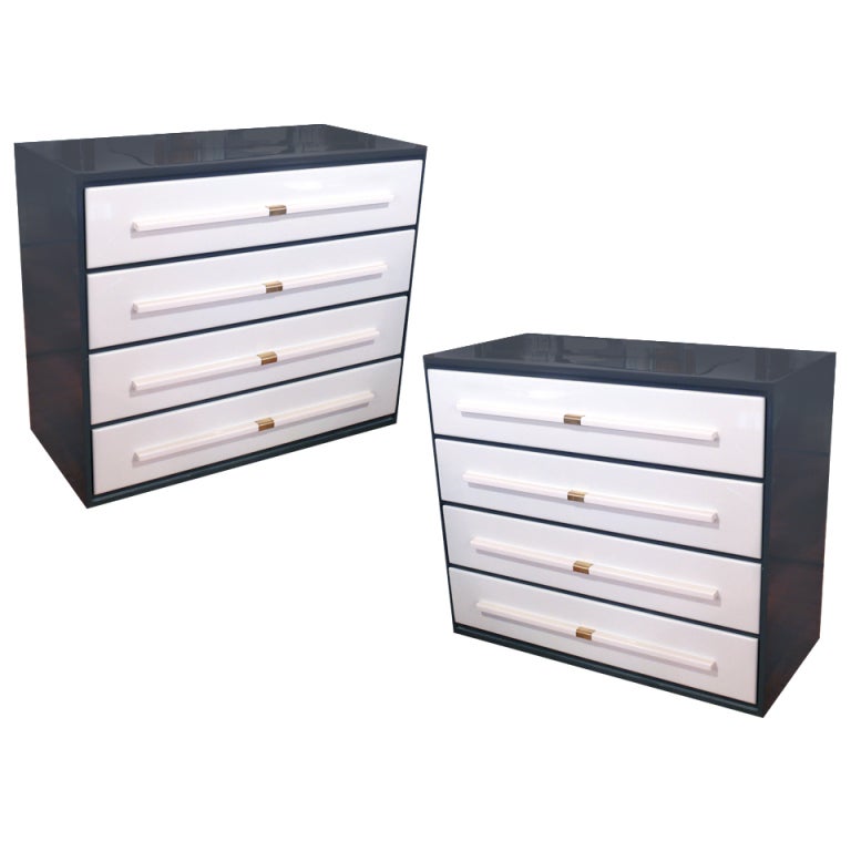 Pair of 4 Drawer Lacquered Chest of Drawers at 1stDibs