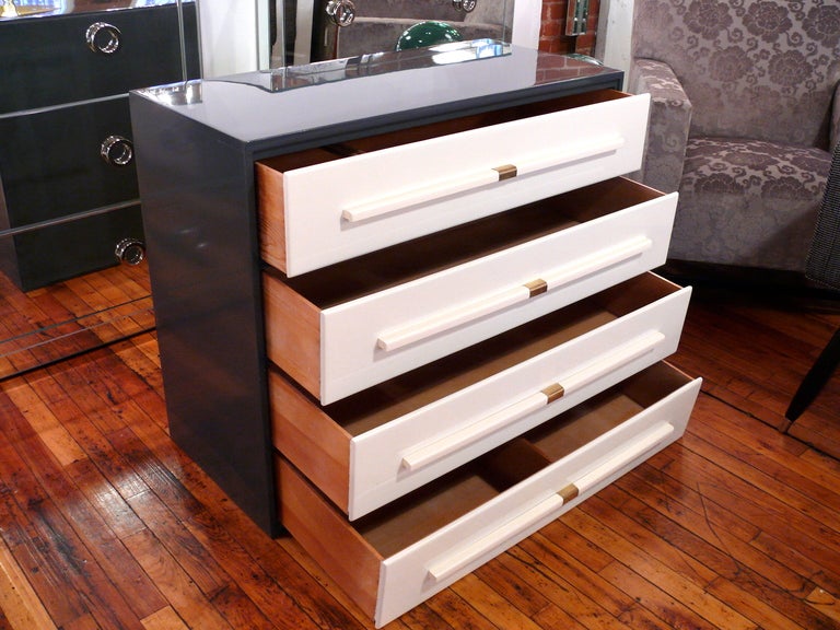 Pair of 4 Drawer Lacquered Chest of Drawers at 1stDibs