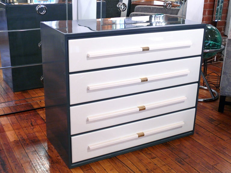 Pair of 4 Drawer Lacquered Chest of Drawers at 1stDibs