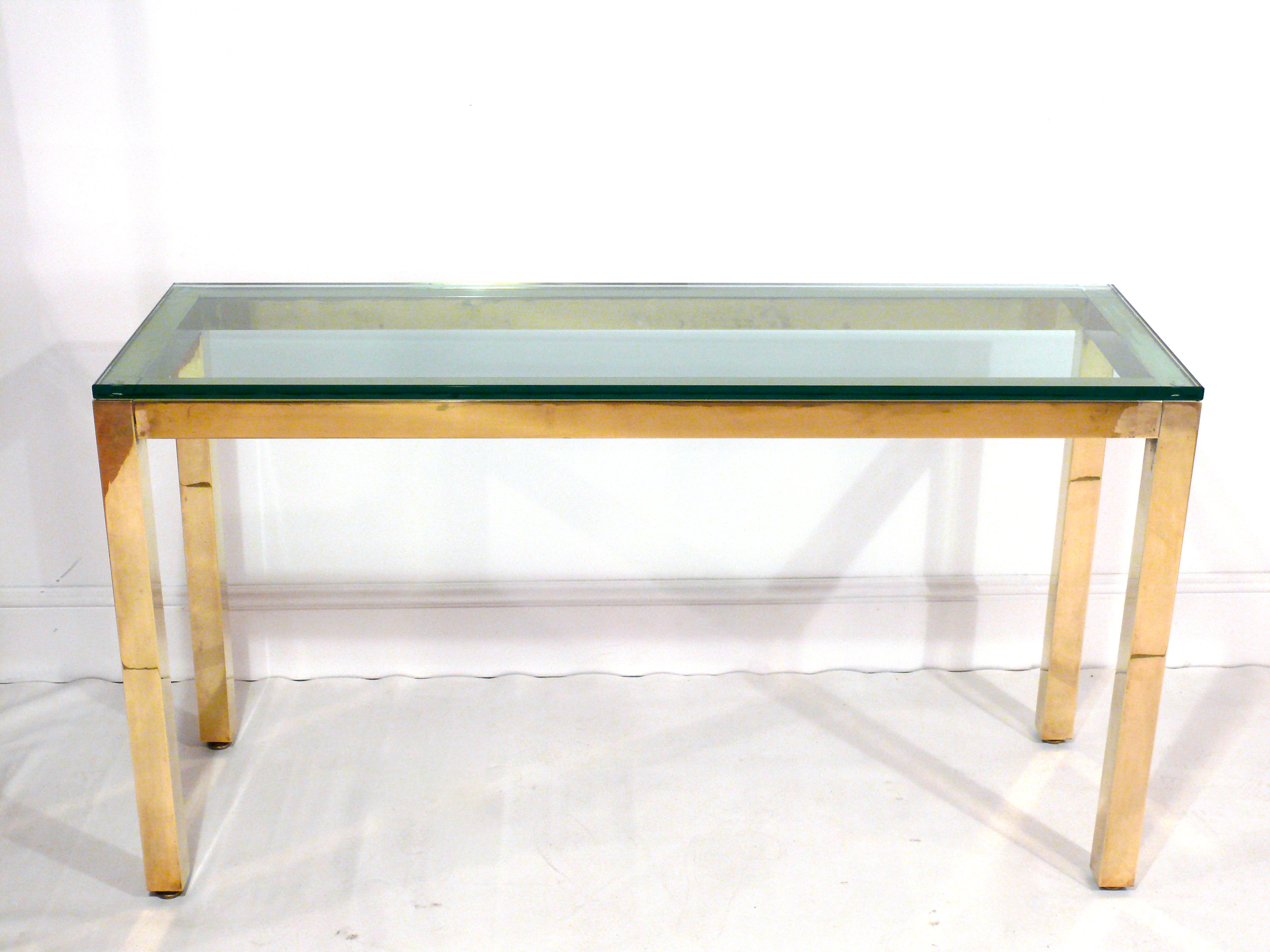 Solid Brass and Glass Parsons Style Console at 1stDibs