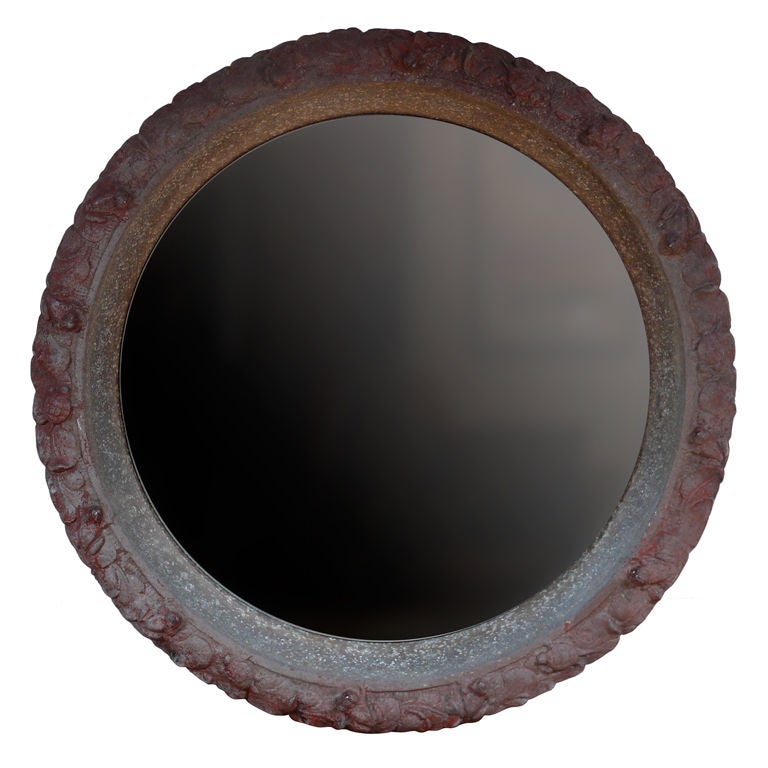 Sculptural Cast Iron Mirror at 1stDibs