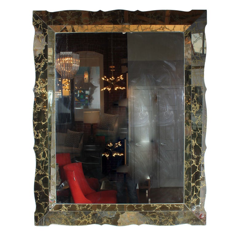 Large Venetian Veined Mirror at 1stDibs