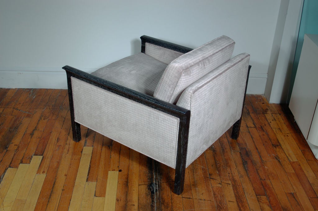 Pair of Cerused Frame Club Chairs at 1stDibs