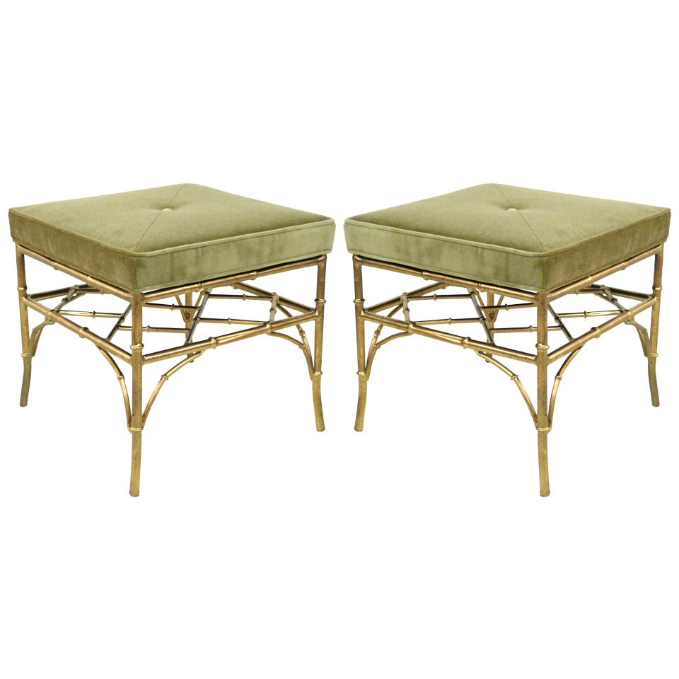 Pair of Faux Bamboo Ottomans at 1stDibs