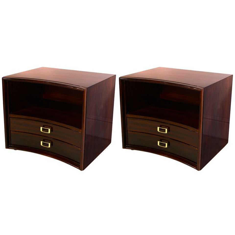 Pair of Paul Frankl Concave Front End Tables at 1stDibs