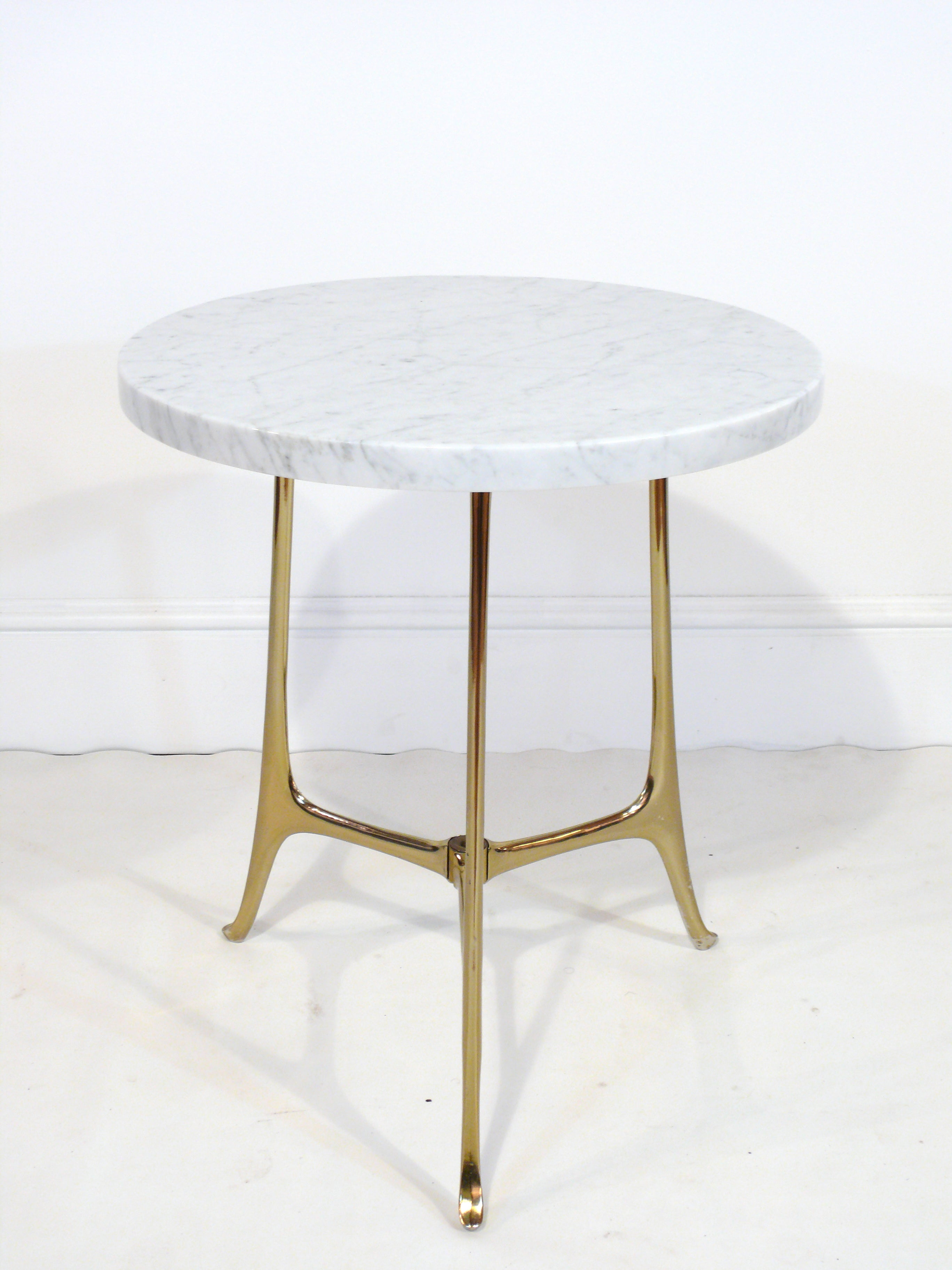 Elegant Ponti Style Marble and Brass Side Table at 1stDibs