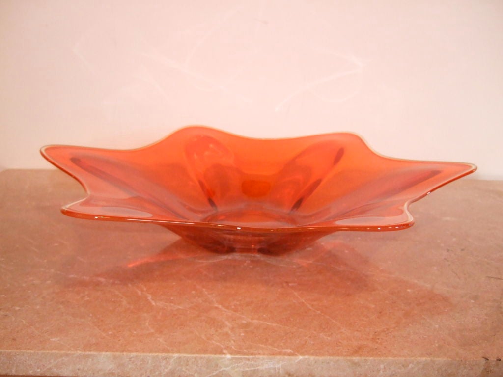 Red Orange Flower Glass Bowl at 1stDibs