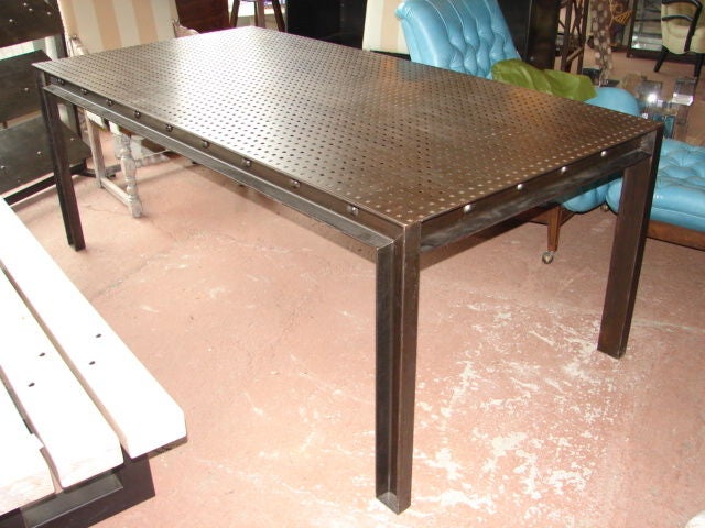 Perforated Steel And Iron Dining Table at 1stDibs