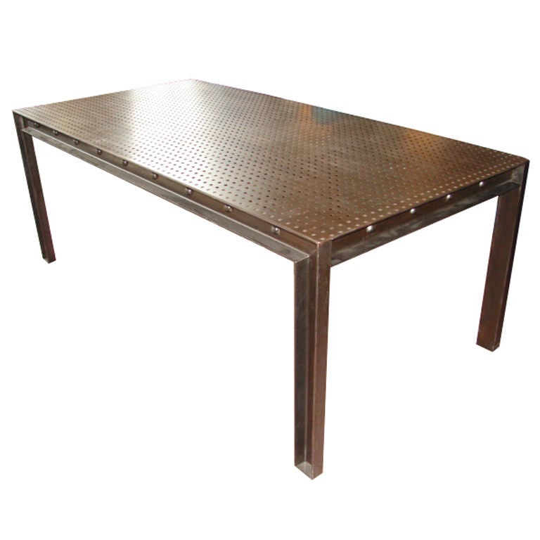 Perforated Steel And Iron Dining Table at 1stDibs