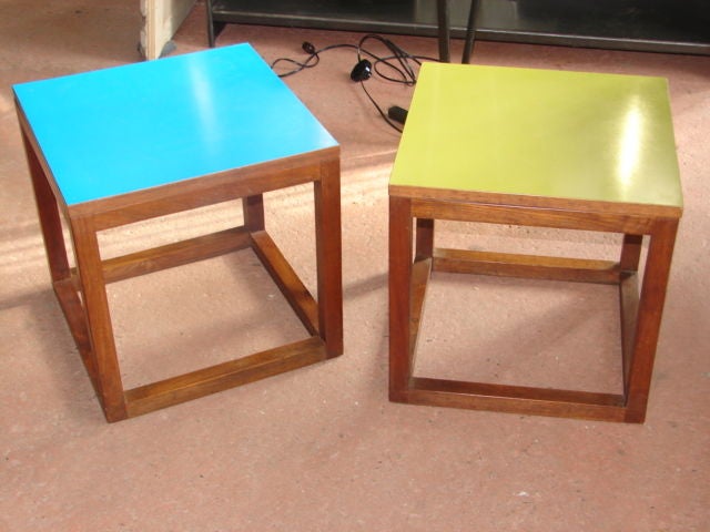 Pair Of Vintage Teak Cube Tables at 1stDibs