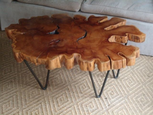 Yew wood coffee table at 1stDibs