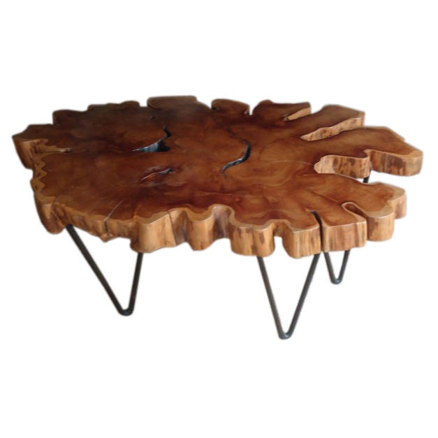 Yew wood coffee table at 1stDibs