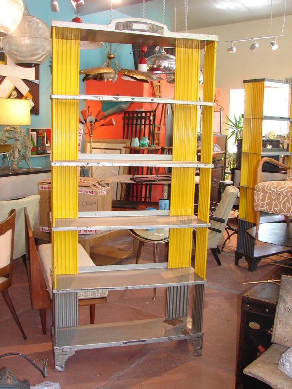 Pair of original Strafor steel bookcases at 1stDibs