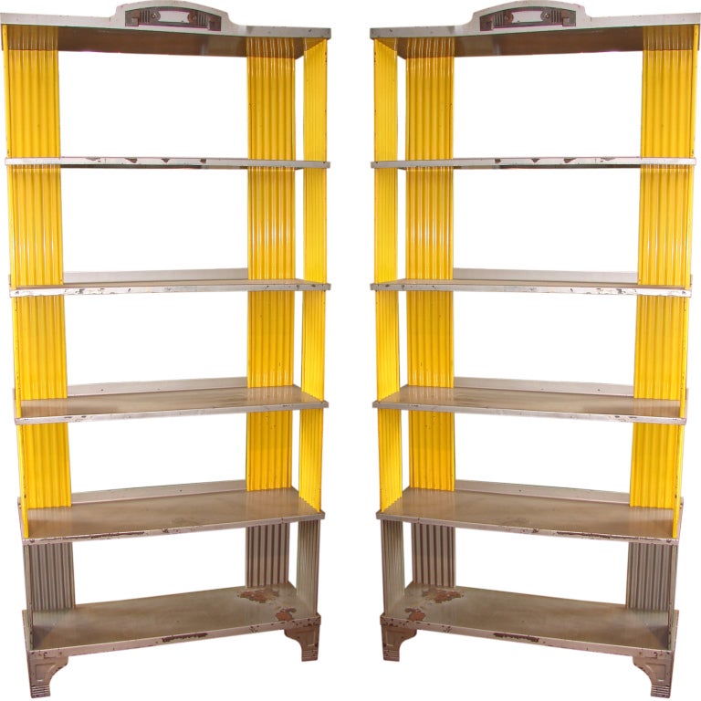 Pair of original Strafor steel bookcases at 1stDibs
