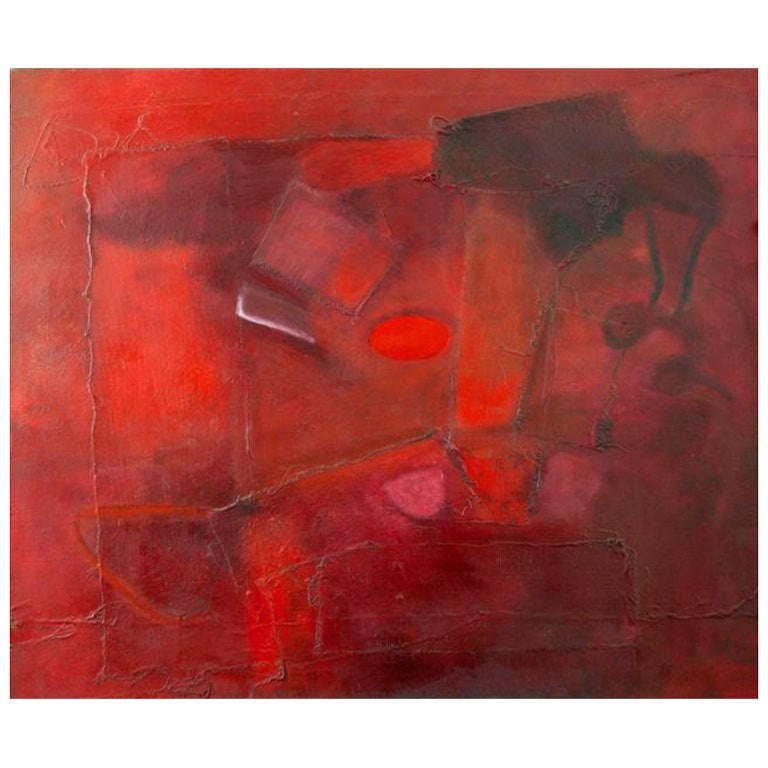 Deep red Italian abstract espressionist painting by Simafra at 1stDibs ...